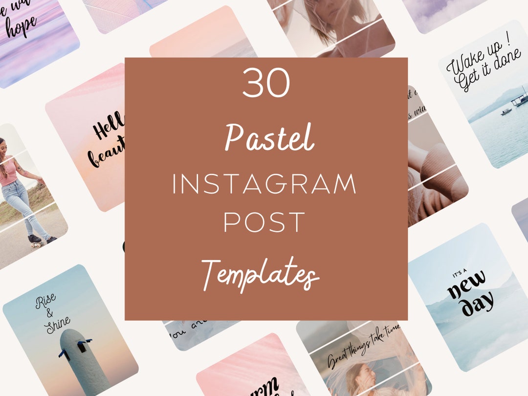 30 Pastel Instagram Post Templates / Positive Vibe Quotes / Pastel ...