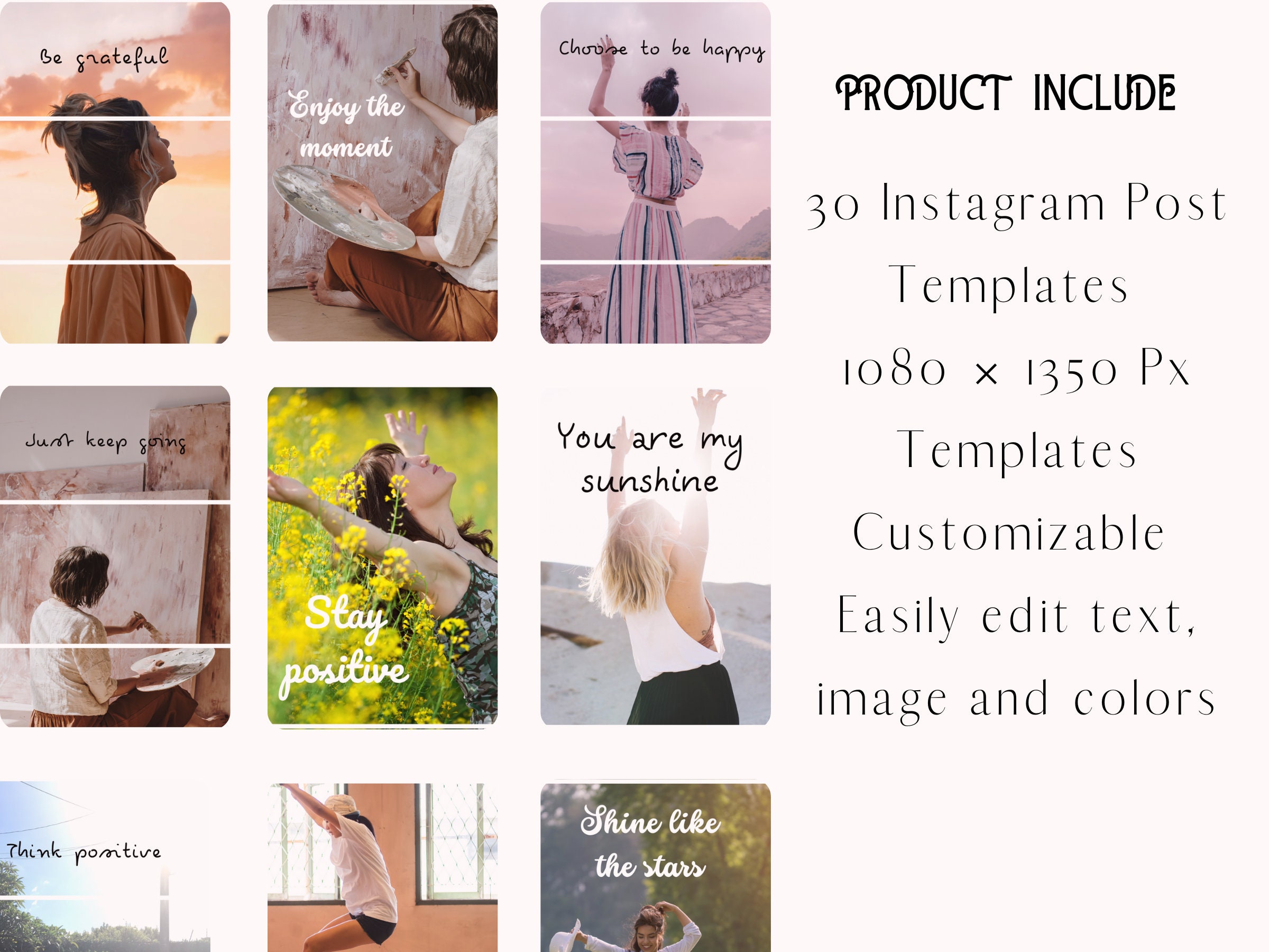 30 Calligraphy Instagram Post Templates / Positive Vibe Quotes ...