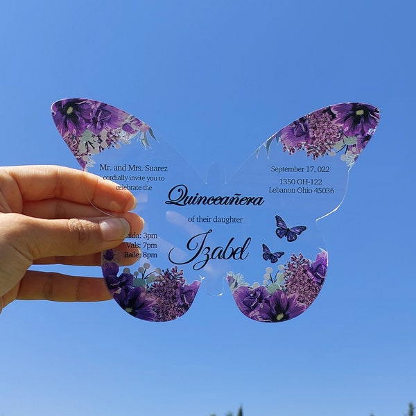 Butterfly Acrylic Invitation - Etsy