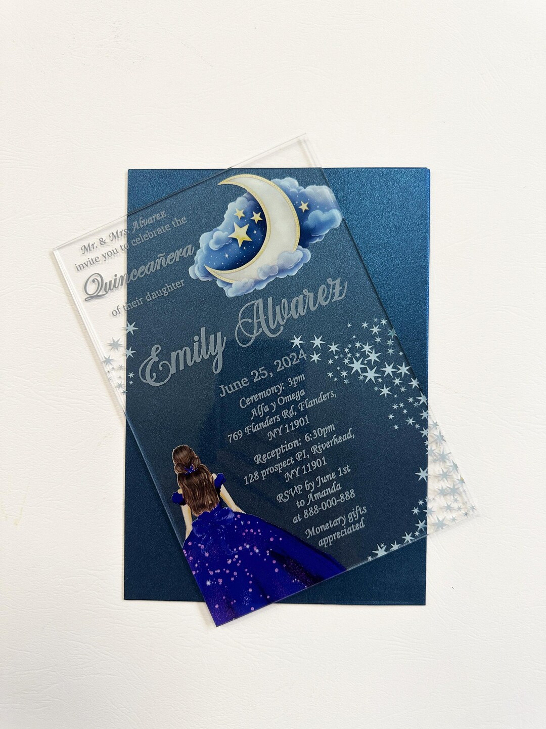 Night Invitation Quinceanera, Moon and Stars Invitation, Sweet Sixteen ...