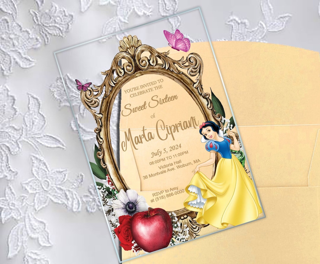 Snow White Invitation, Quinceanera Invitation, Clear Acrylic Princess ...