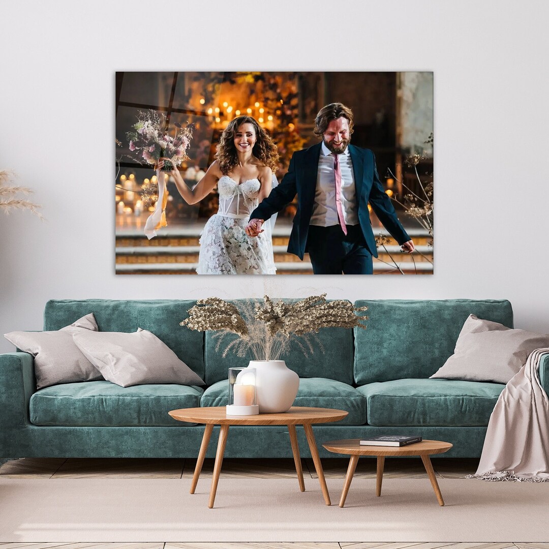 Personalized Wall Art, Wedding Wall Art, Customized Photo on Tempered ...