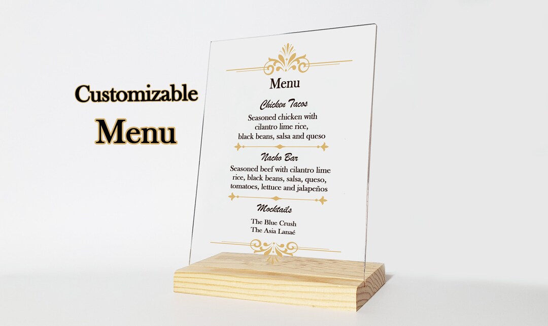 Menu Sign, Menu Wedding Sign, Personalized Bar and Restaurant Menu ...