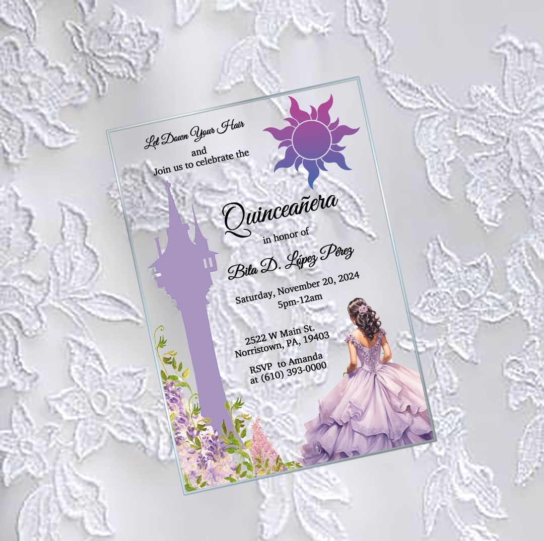 Rapunzel Invitation, Quinceanera Invitation, Clear Acrylic Princess ...