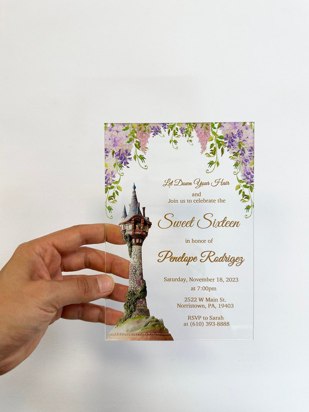 Rapunzel Invitation, Quinceanera and Sweet Sixteen Invitation on Clear ...