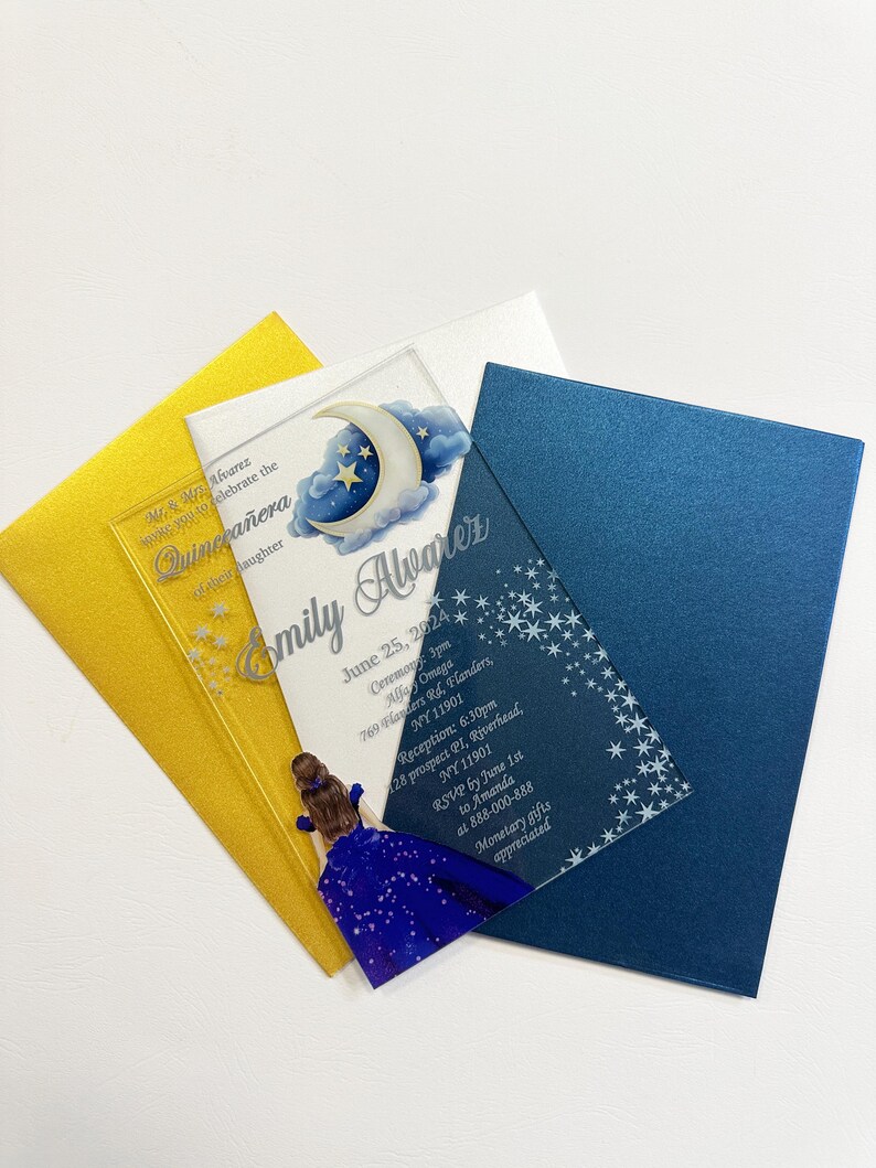 Night Invitation Quinceanera, Moon and Stars Invitation, Sweet Sixteen ...