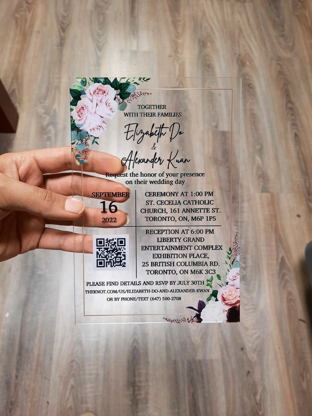 Quinceanera Invitation, Wedding Invitation, Acrylic Glass Invitations ...