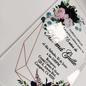 Quinceanera Invitations, Wedding Invitations, Burgundy Acrylic Glass ...