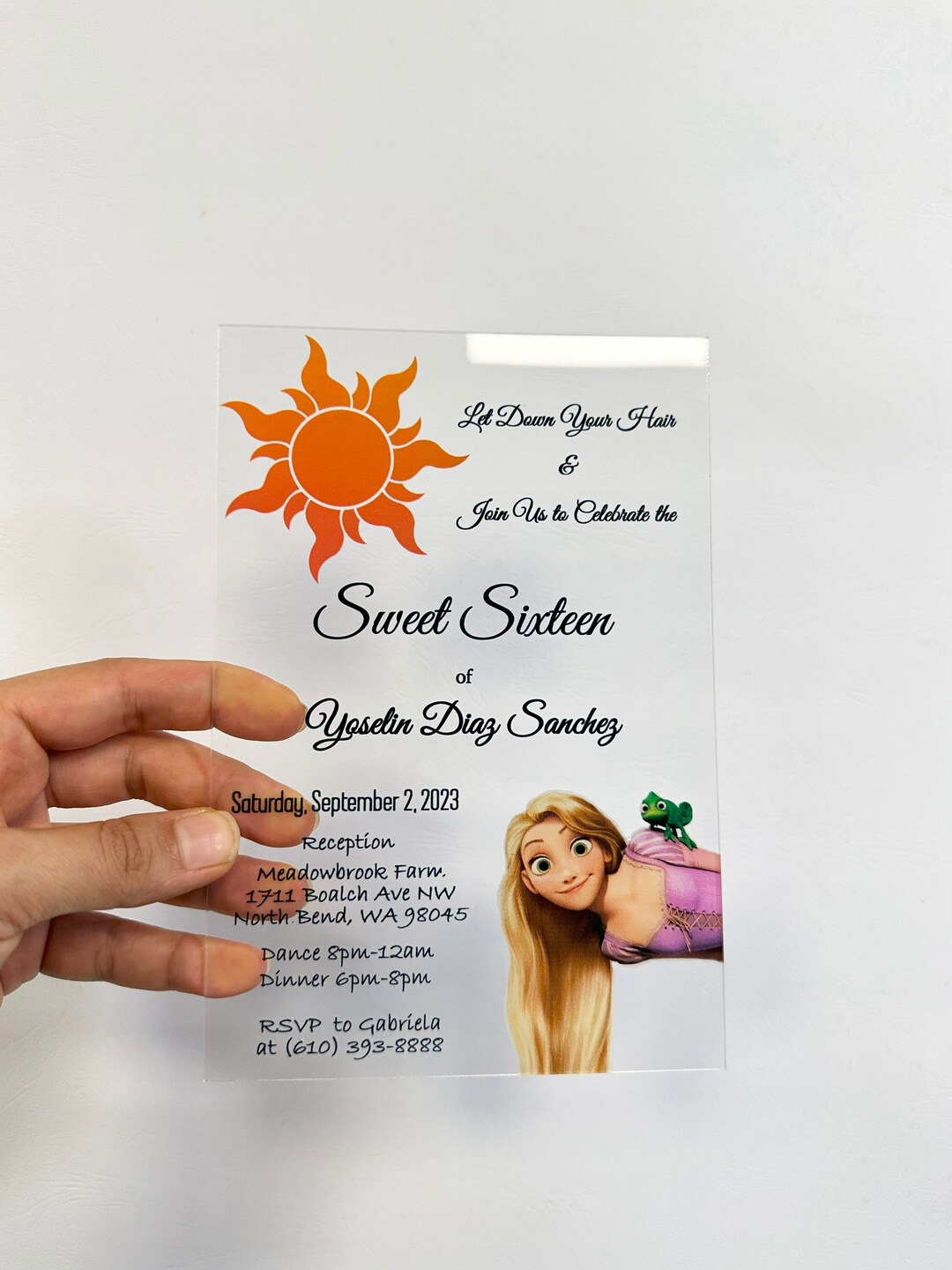 Rapunzel Invitation, Tangled Invitation on Clear Acrylic, Princess and ...