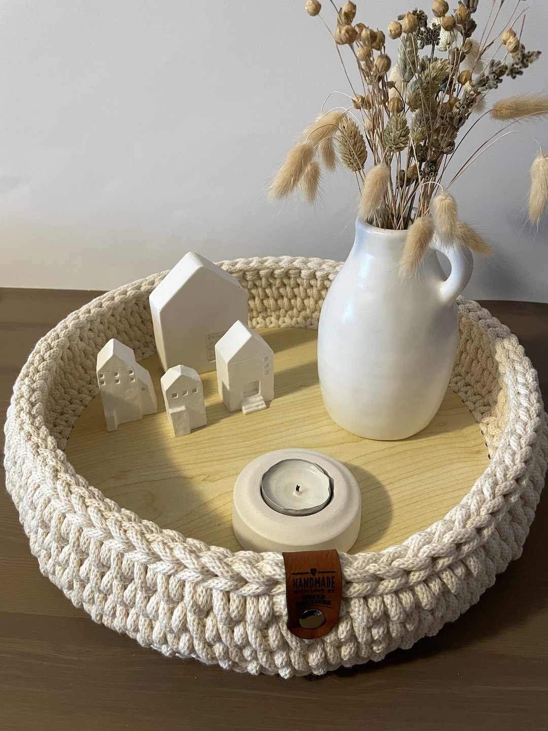 Tray With Wooden Base Decorative Tray Crocheted Wooden Tray Gift Gift ...