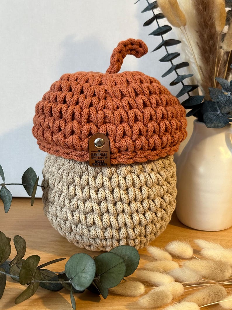 Sweet Acorn Basket | Acorn Basket | Crochet Basket | Acorn Basket ...