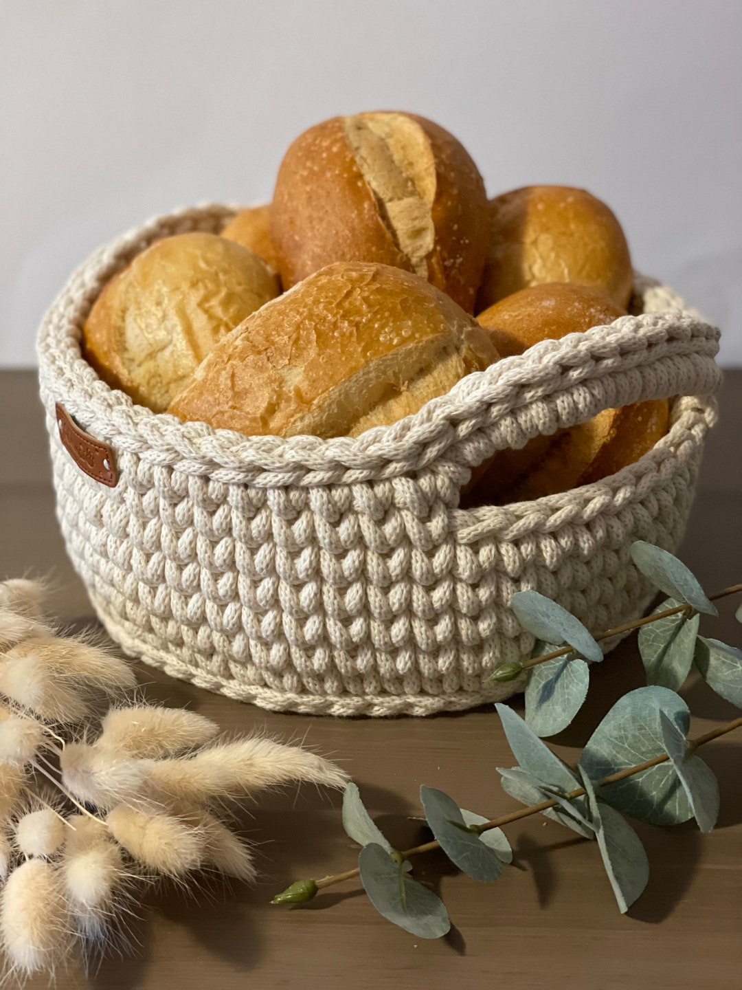Modern Bread Basket With Handles Bread Basket Kitchen Helper Crochet ...