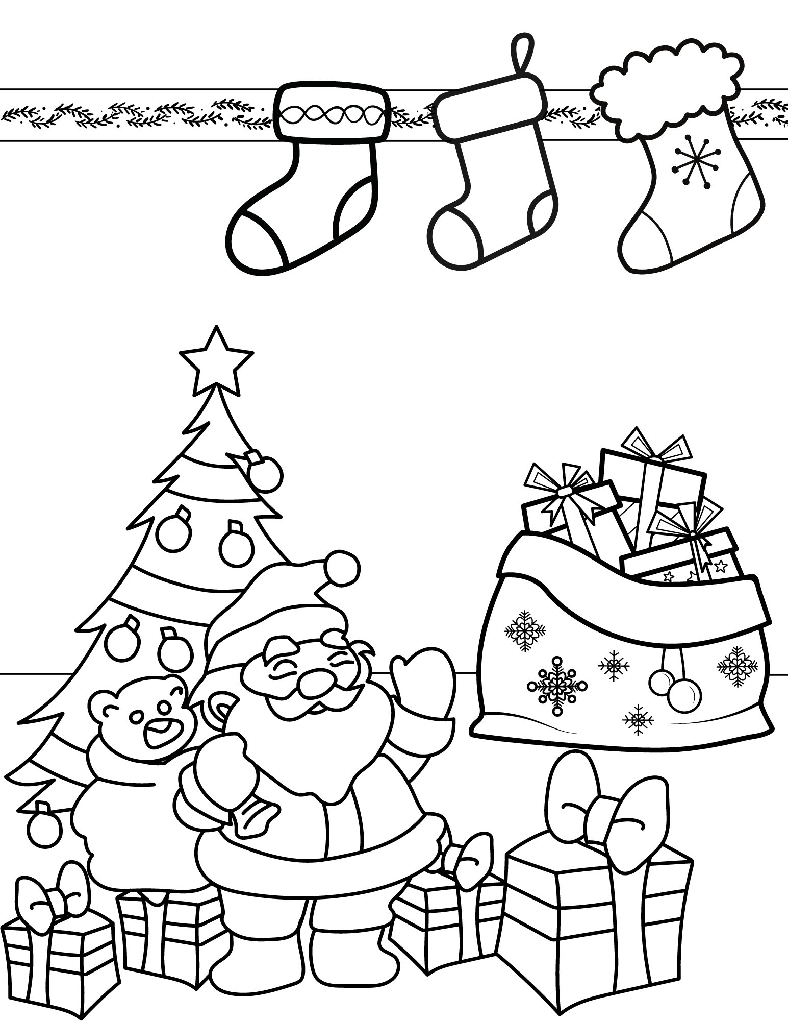 Christmas Coloring Pages Set of 3, Snowman Coloring Page, Santa ...