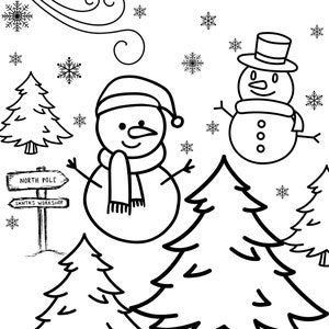 Christmas Coloring Pages Set of 3, Snowman Coloring Page, Santa ...