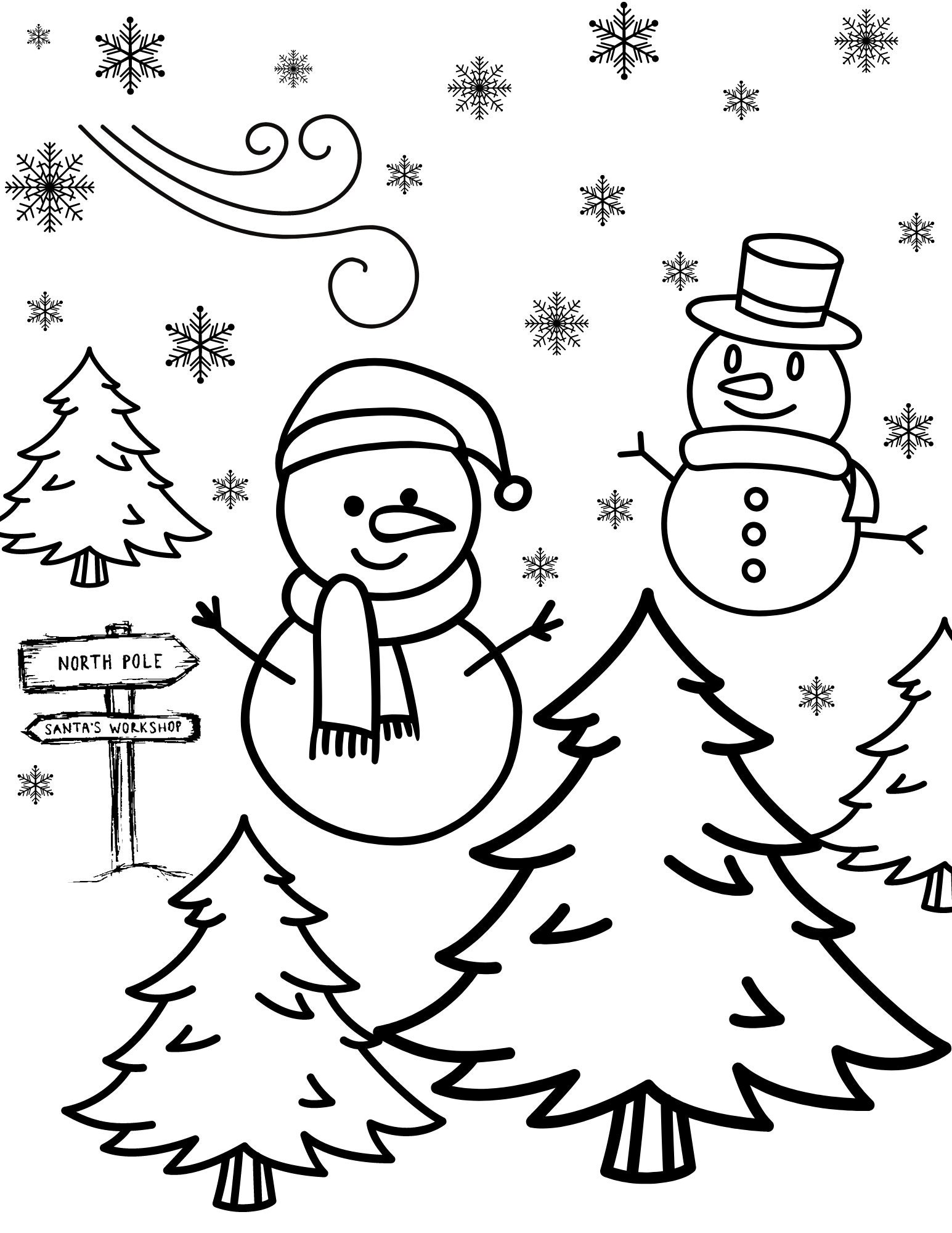 Christmas Coloring Pages Set of 3, Snowman Coloring Page, Santa ...
