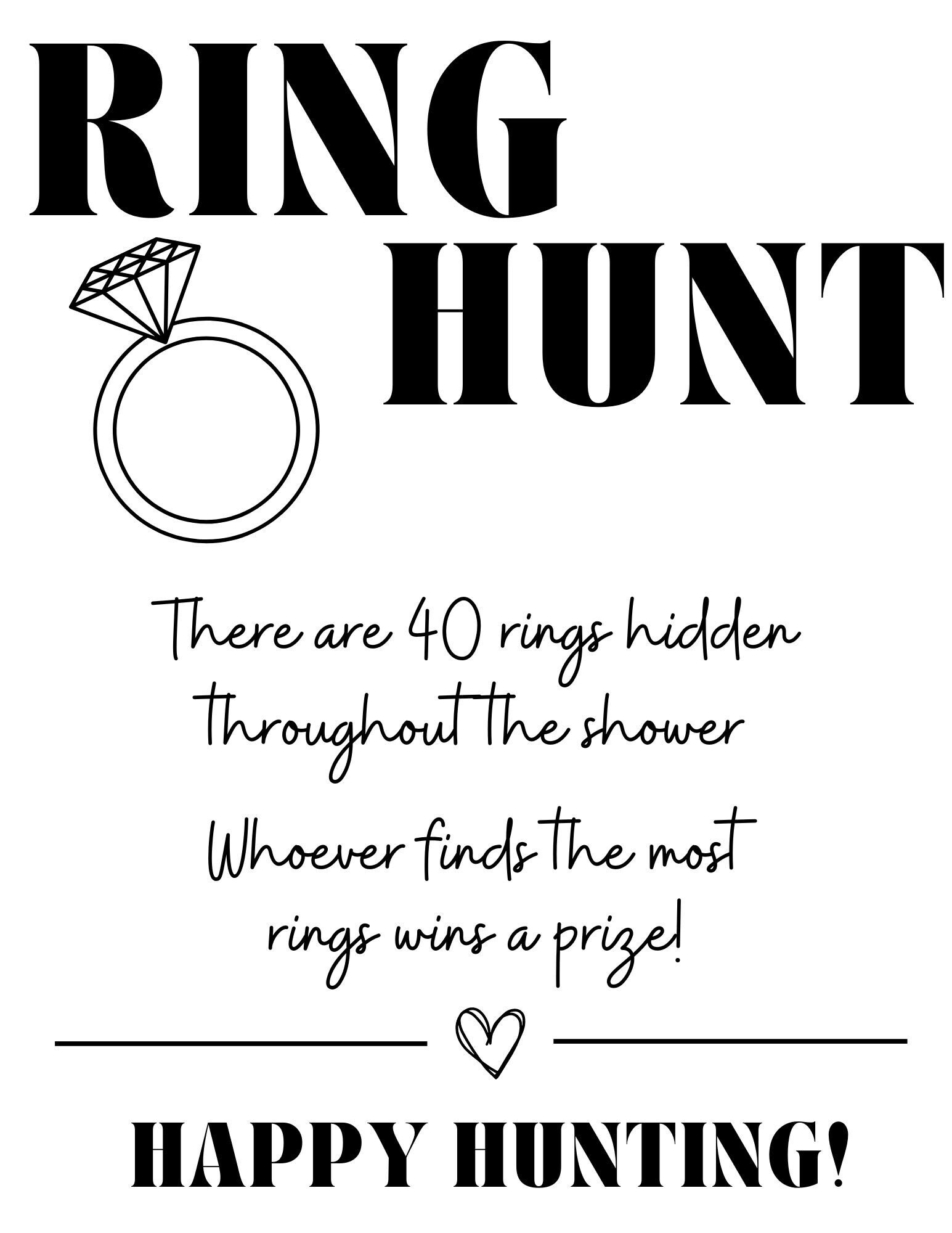 Bridal Shower RING HUNT Digital Printable Bridal Shower Games, Bridal ...