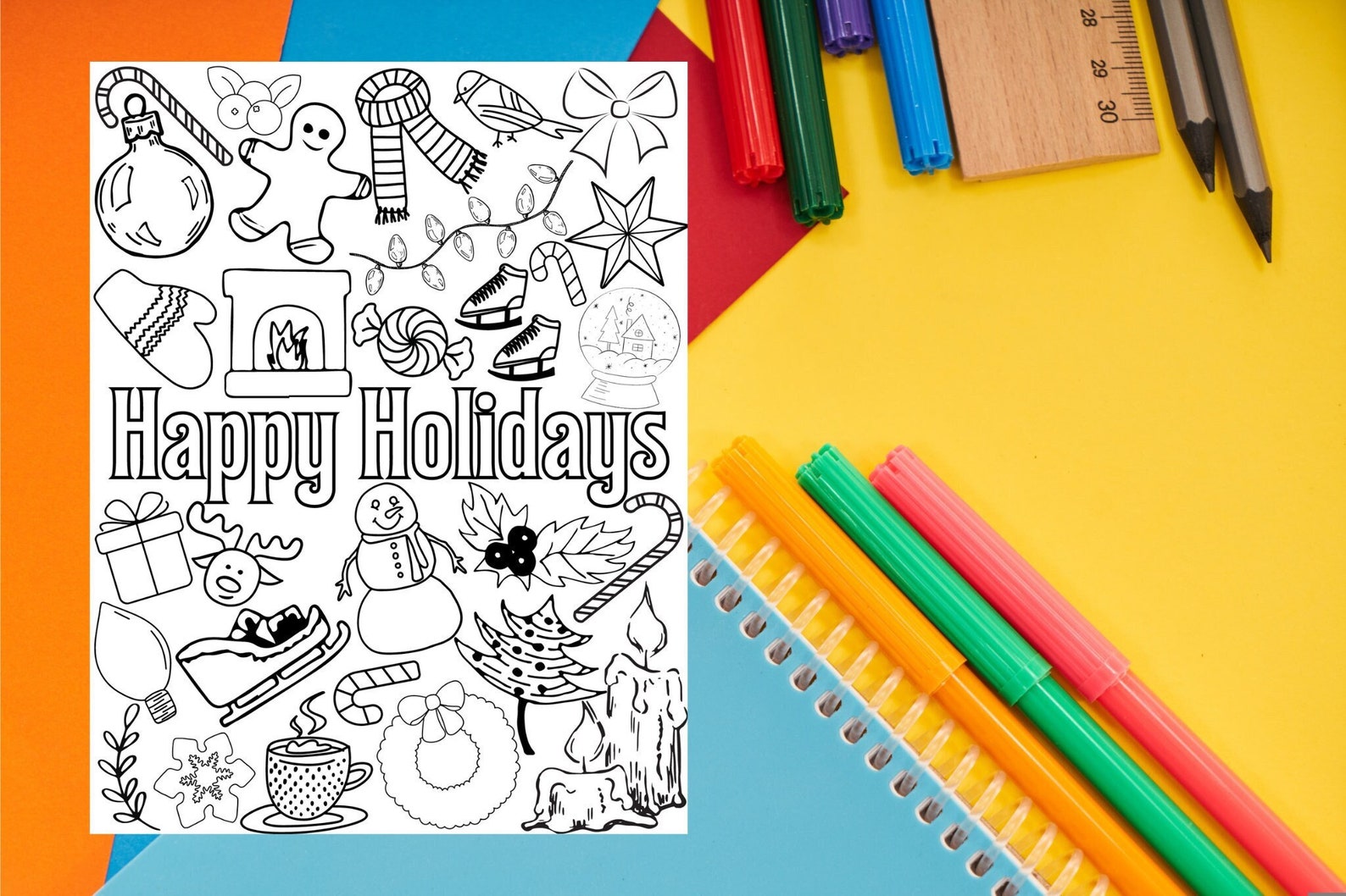 Happy Holidays Coloring Page, Christmas Coloring Page, Inclusive ...
