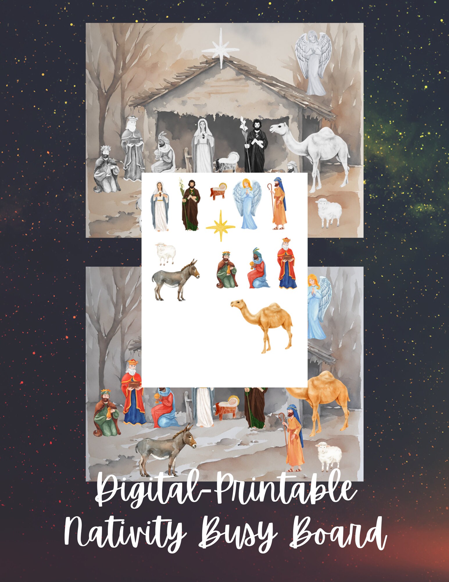 Nativity Printable Busy Board, Jesus Birth Busy Board, Baby Jesus ...