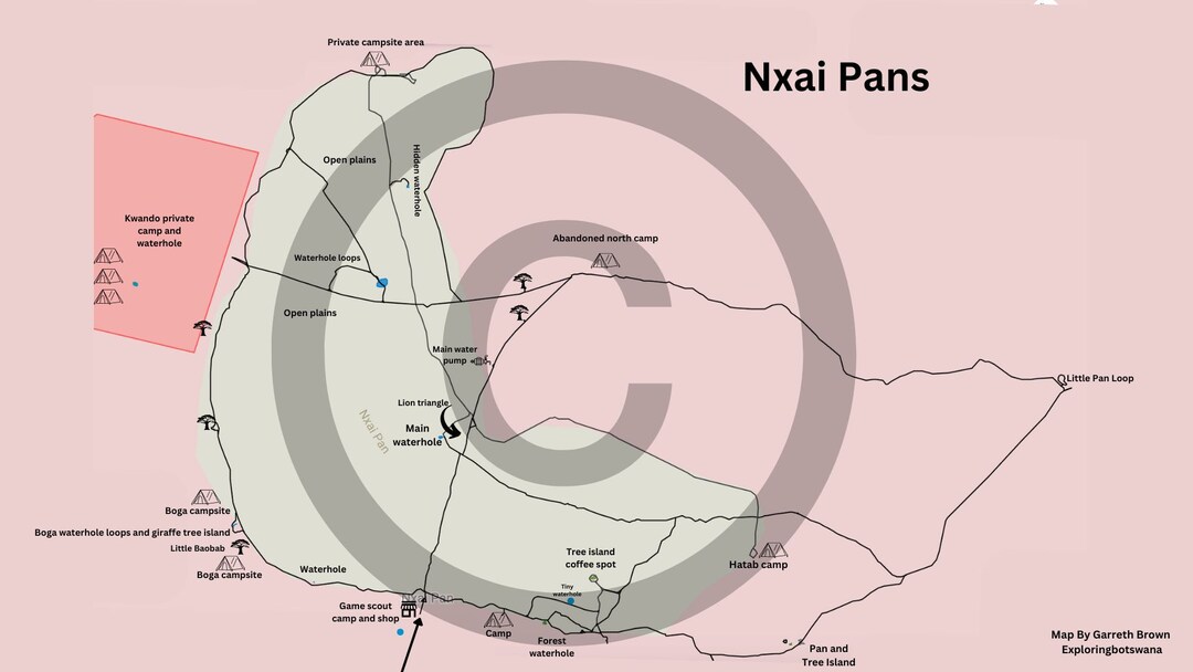 Nxai Pans Botswana National Park Map - Etsy