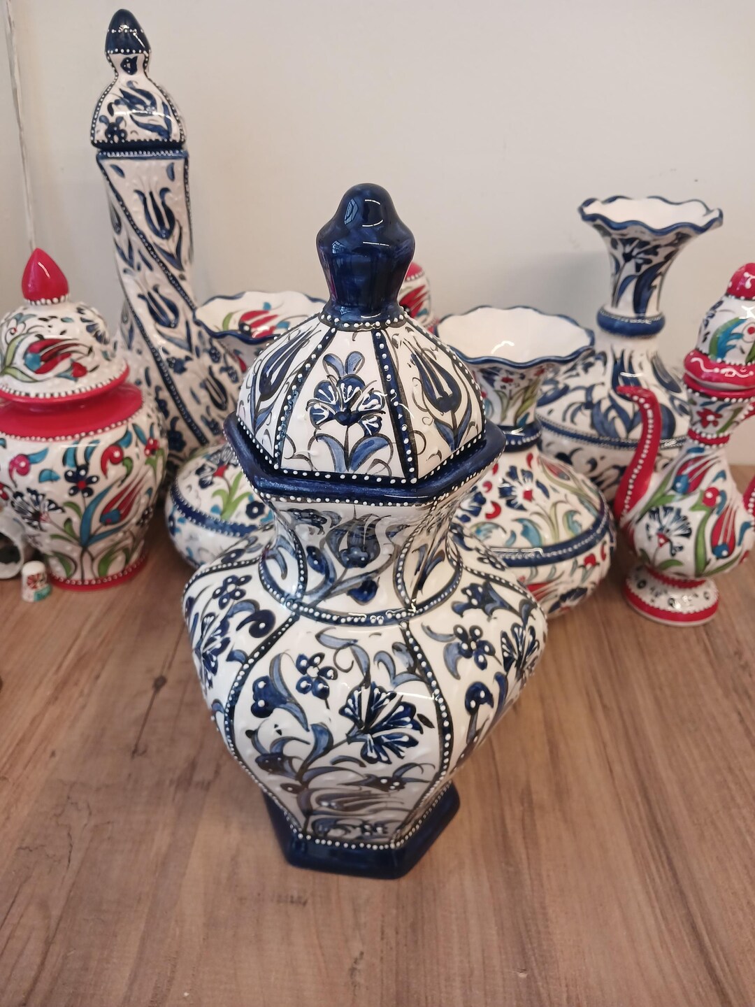 Handmade Turkish Ceramic Vase,handmade Ceramic Jar With Lid,centerpiece ...