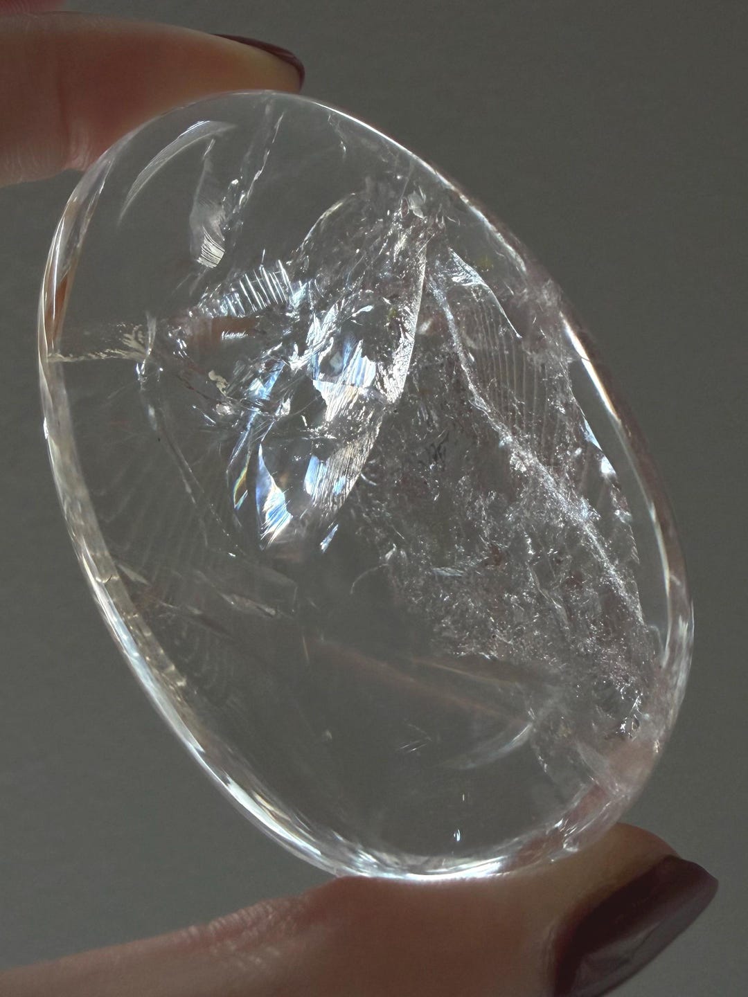Himalayan Quartz Palm Stone | Rainbow Azeztulite Crystal | Optical ...