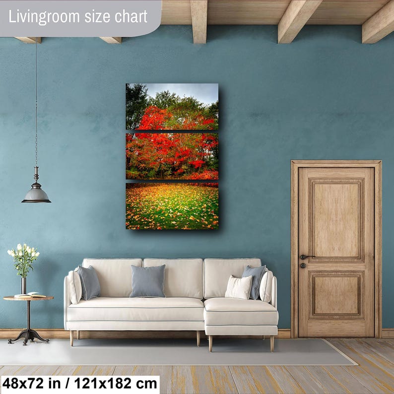 Autumn Colors Print, Red Leaves Wall Canvas, Fine Art Landscape, Nature ...
