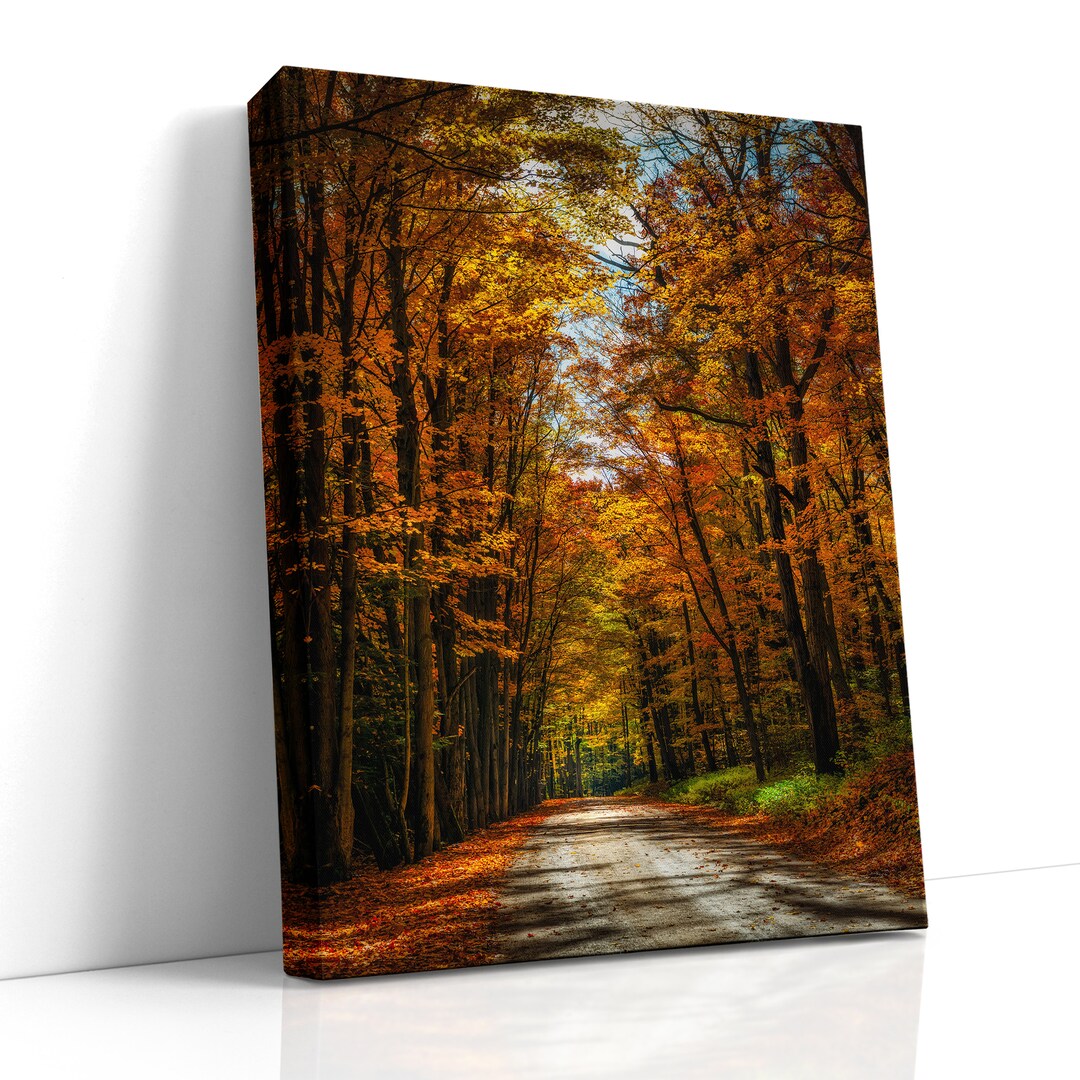 Autumn Leaves Print, Fall Trees Wall Art, Ontario Forest Scene, Golden ...