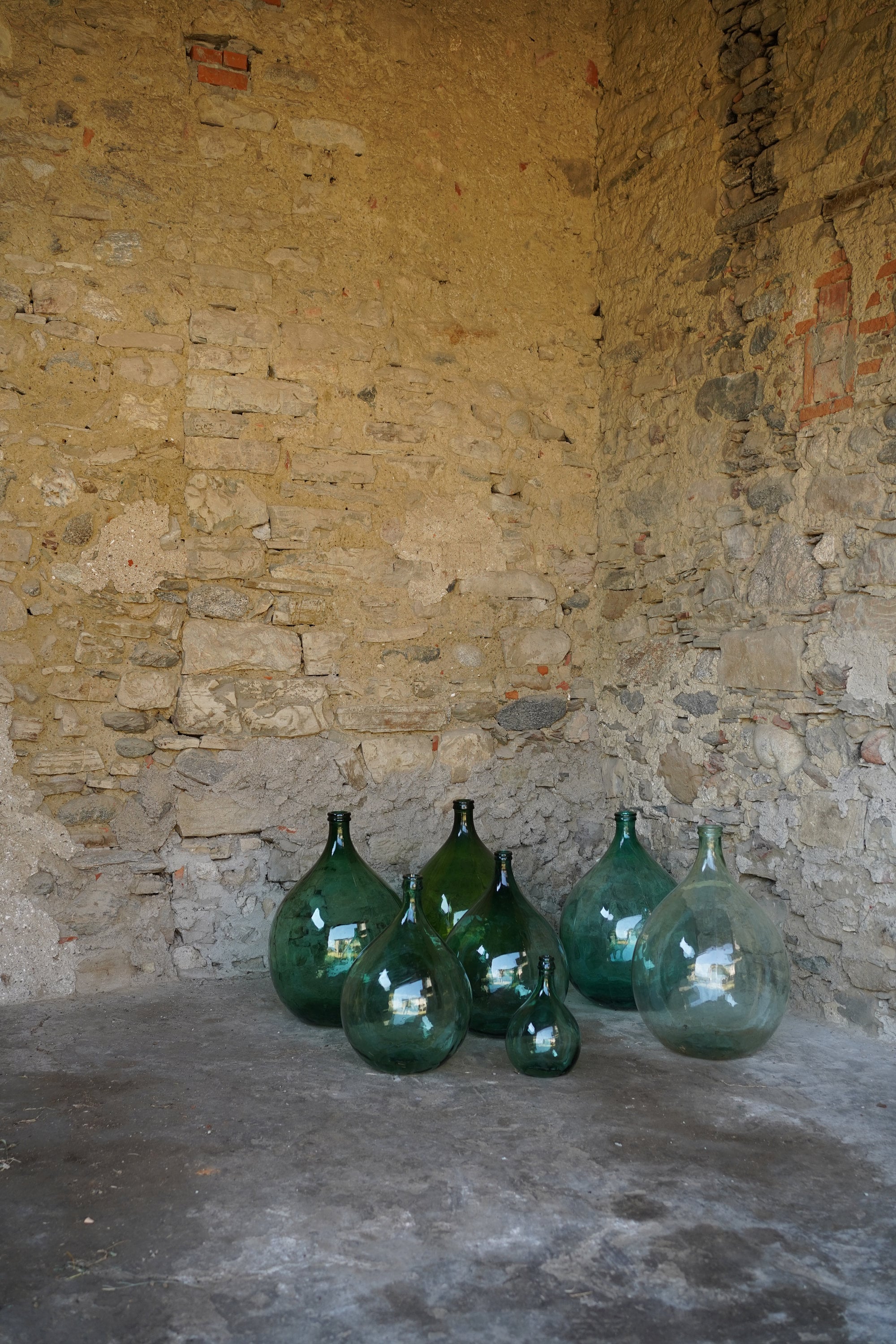 54 Liter Vintage XXL Demijohns - Transparent Blue Green Floor Vases ...