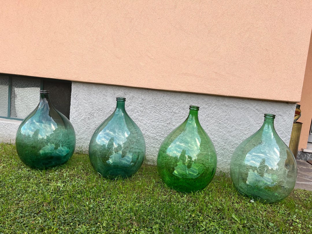 Demijohns 54 Liters Italian - Green Glass Jar 66 Cm Demijohns Vintage ...