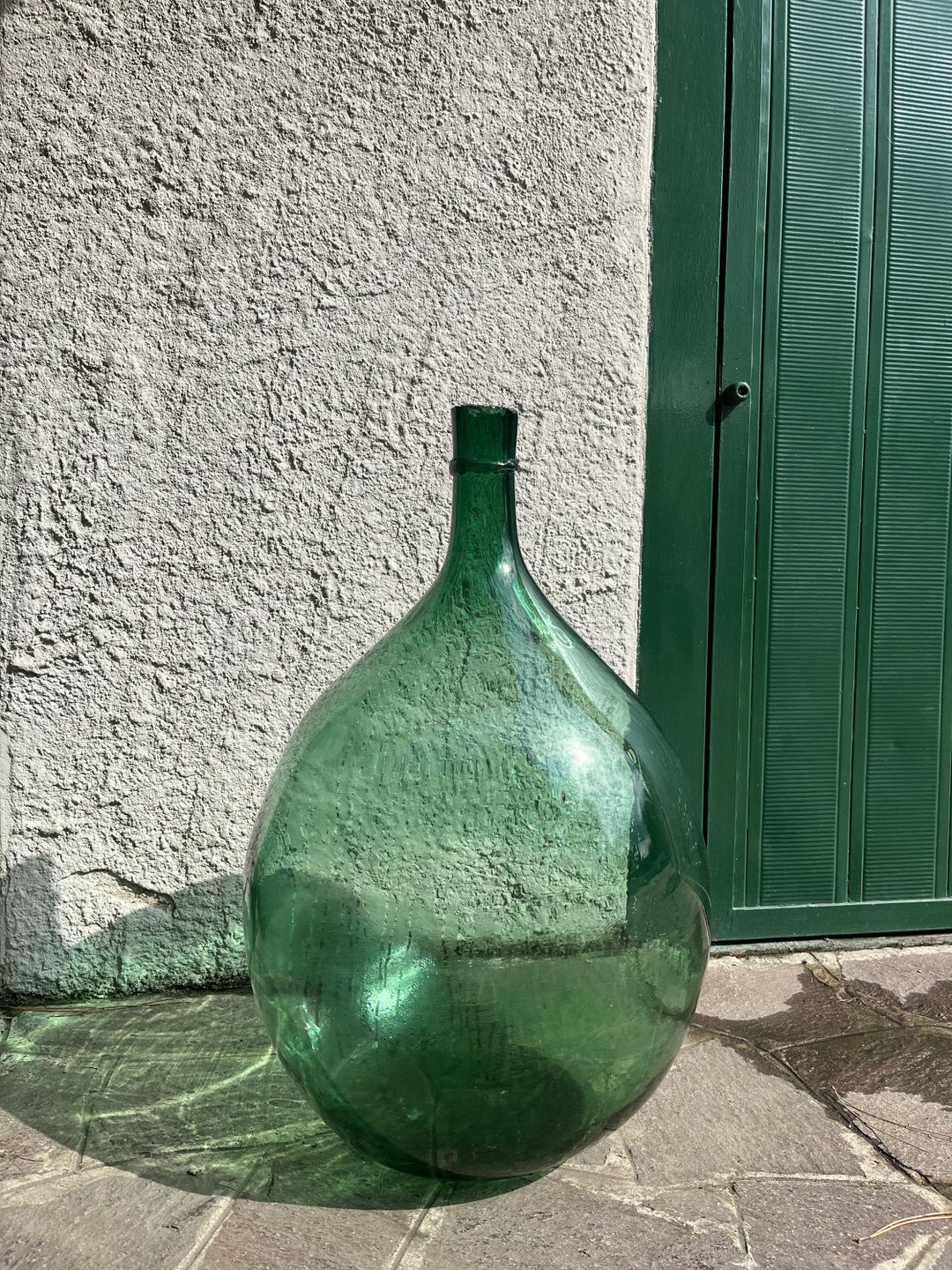 Vintage Green and Blue Demijohn Blown Glass Vase - Etsy