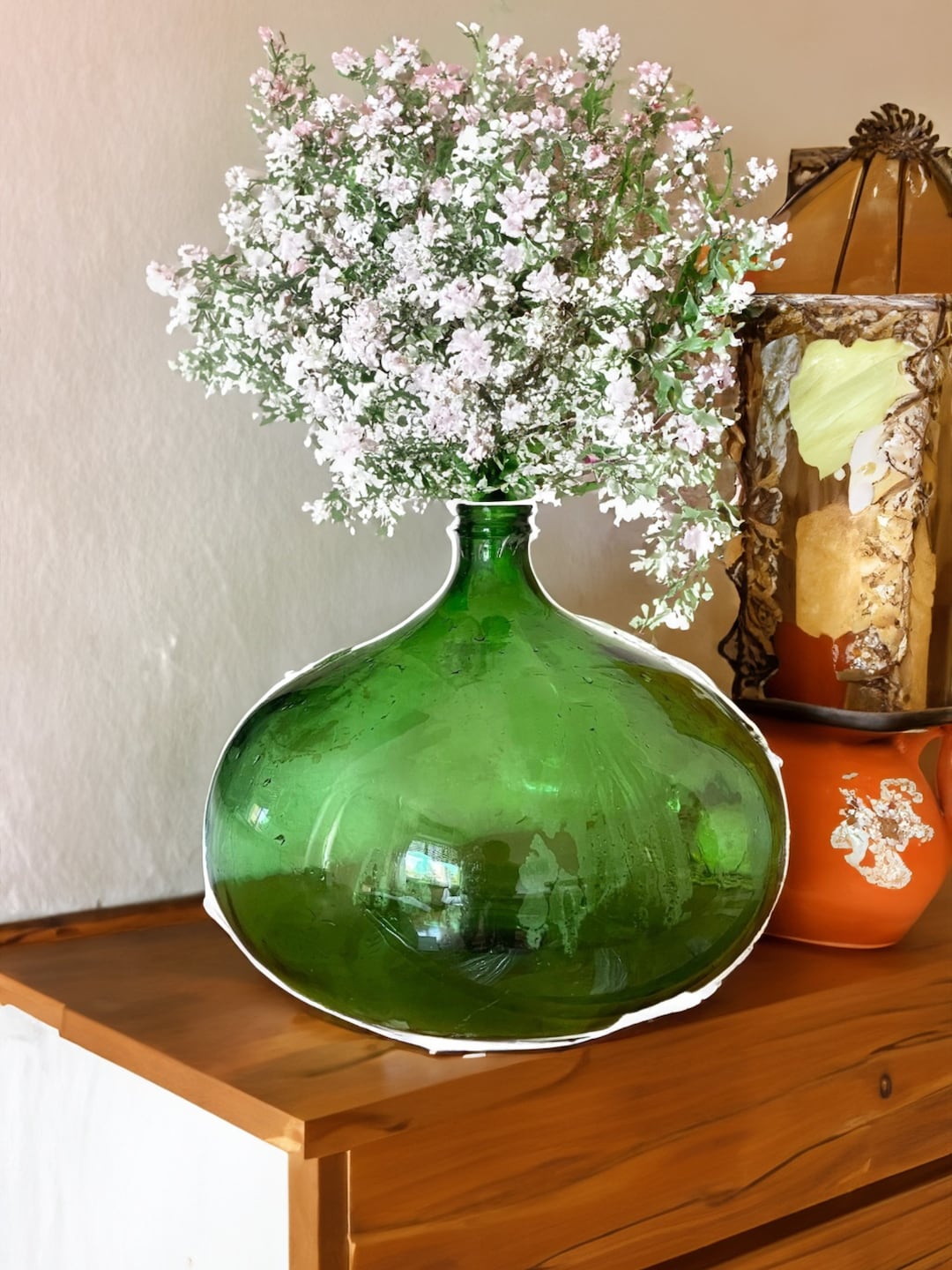 Round Flat Demijohn Table Vases Design Green Demijohns Green Onion Vase ...