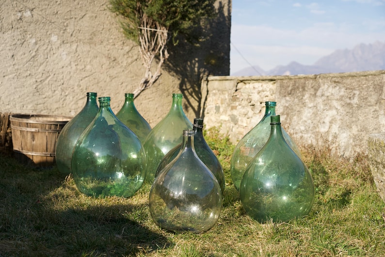 54 Liter Vintage XXL Demijohns - Transparent Blue Green Floor Vases ...