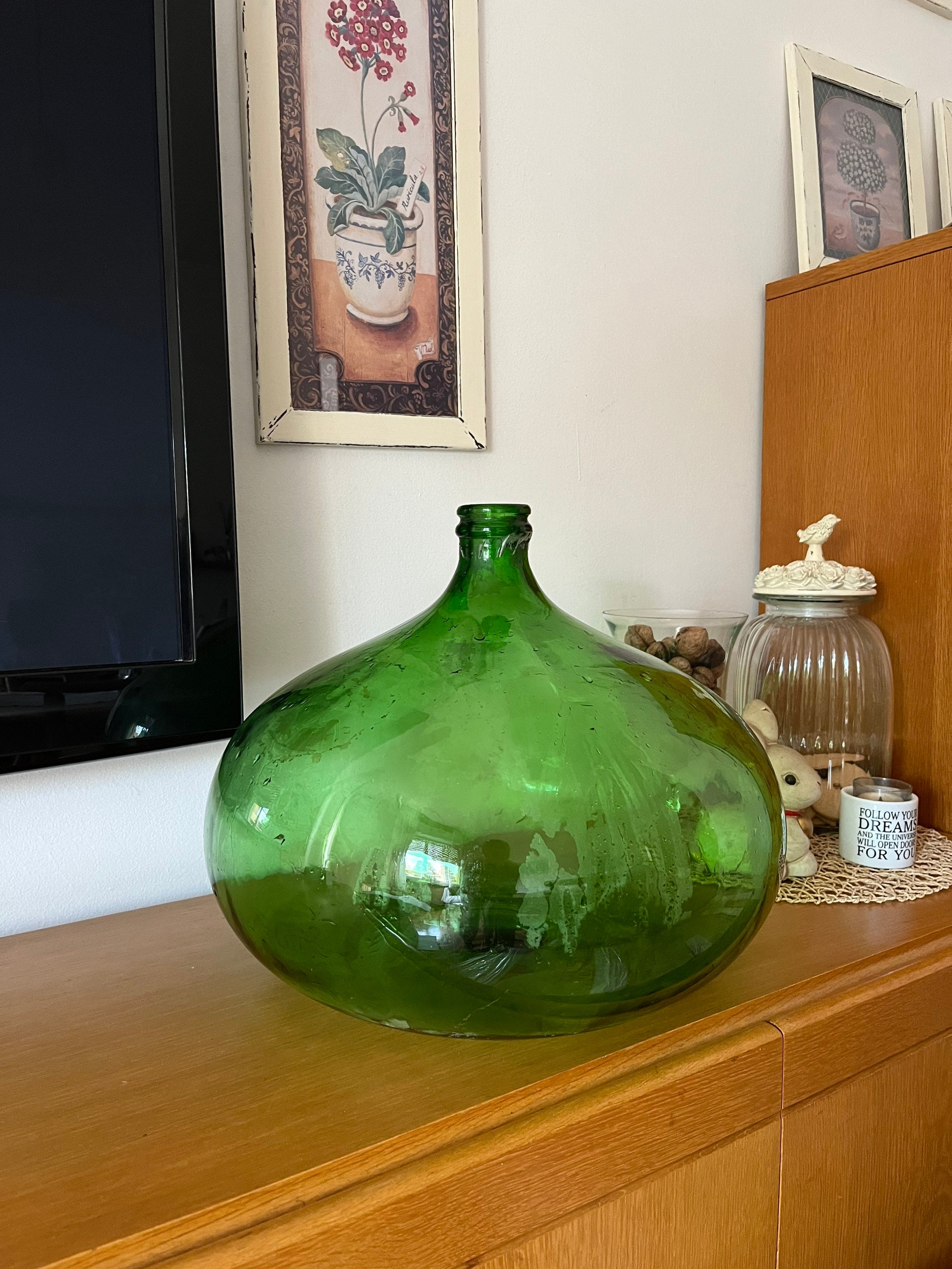 Round Flat Demijohn Table Vases Design Green Demijohns Green Onion Vase ...