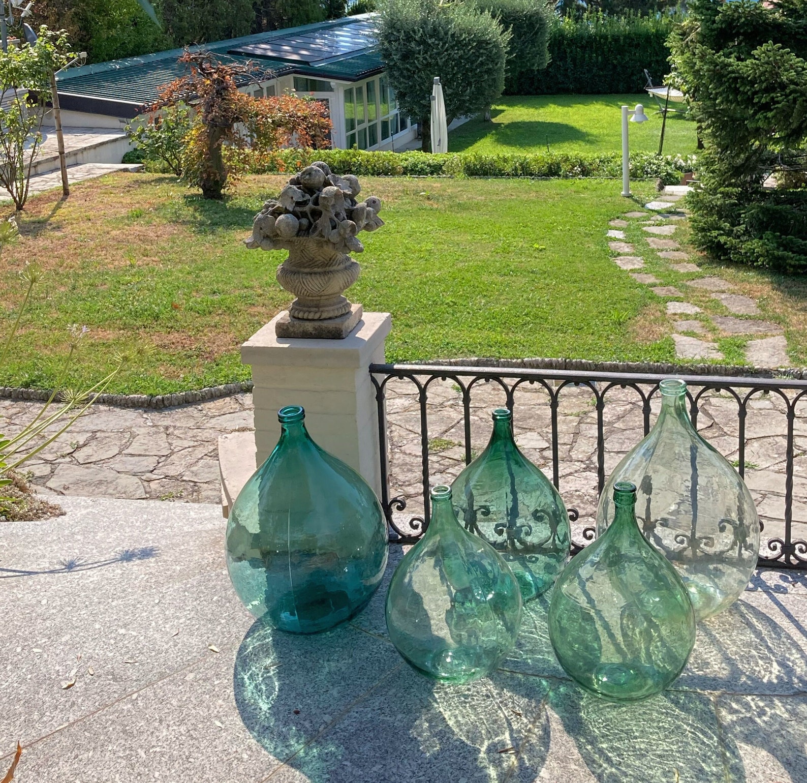 54 Liter Vintage XXL Demijohns - Transparent Blue Green Floor Vases ...