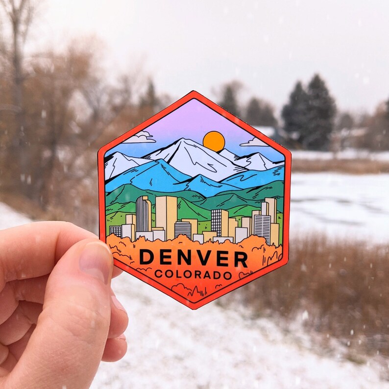 Denver Sticker Mountain Landscape Decal Colorado Art - Etsy