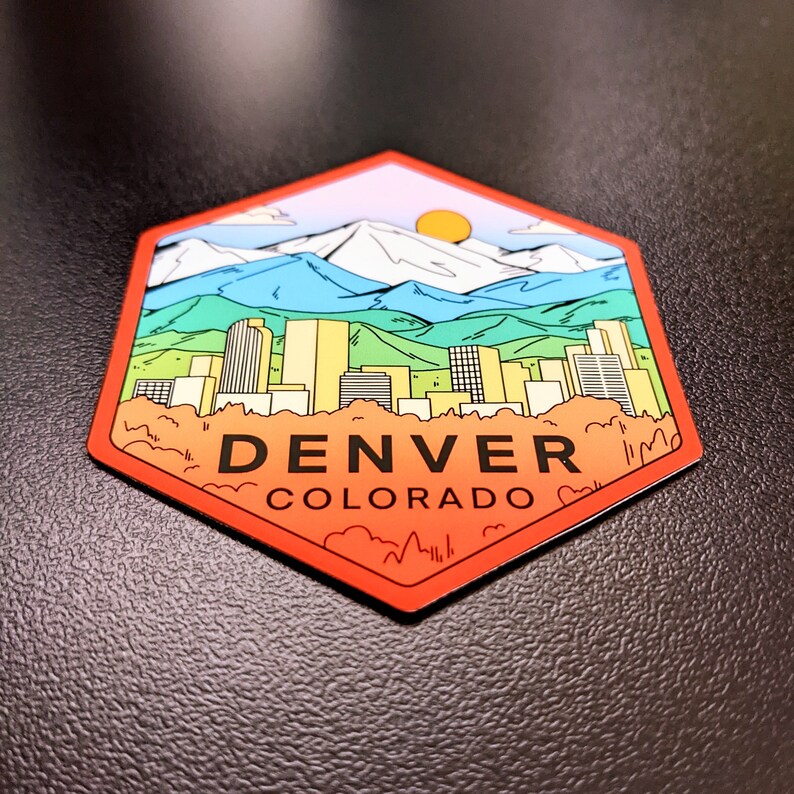 Denver Sticker Mountain Landscape Decal Colorado Art - Etsy