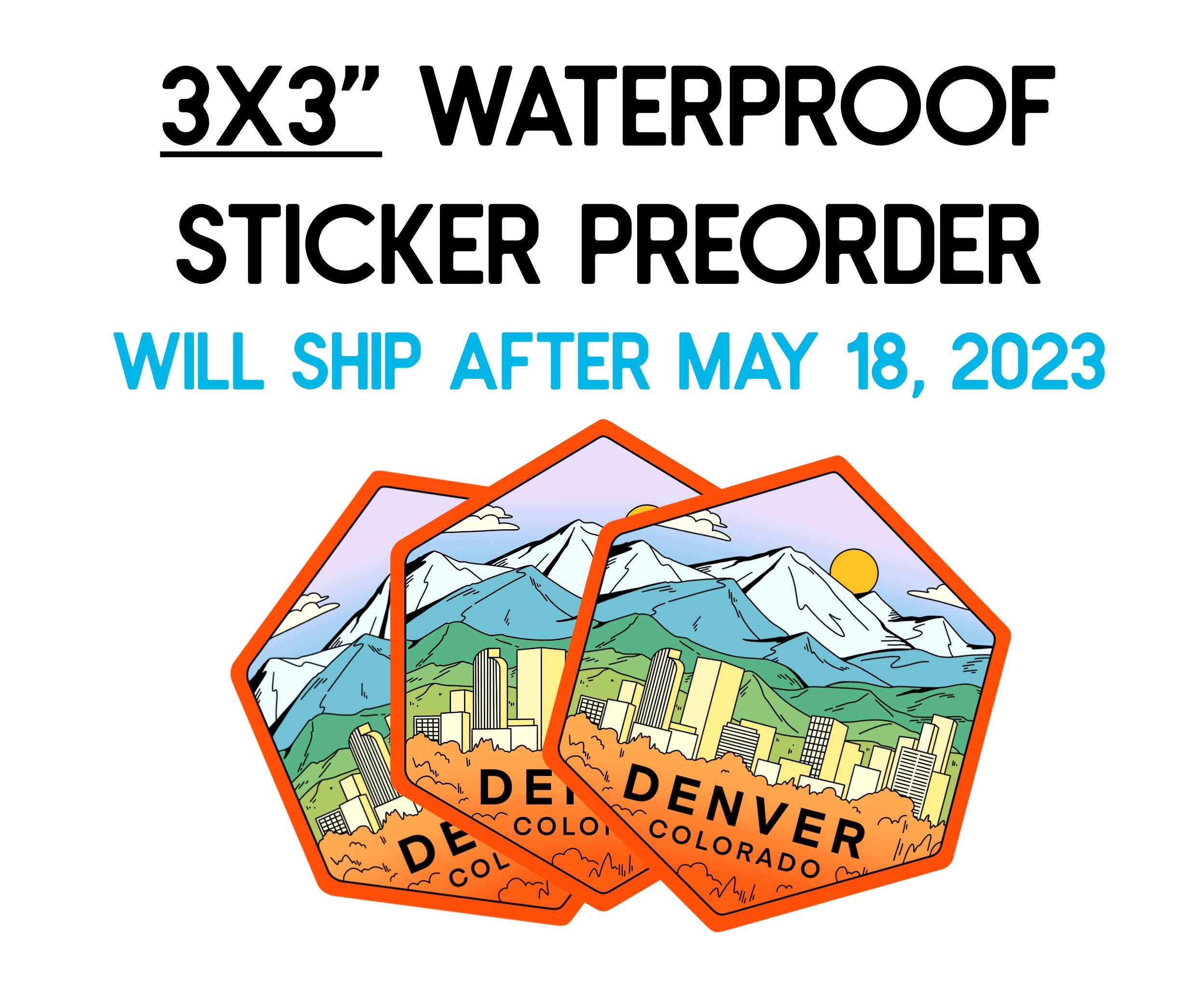 Denver Sticker Mountain Landscape Decal Colorado Art - Etsy