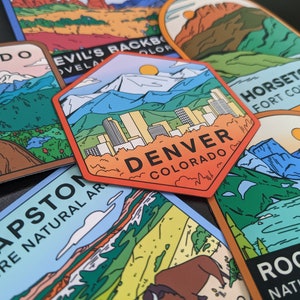 Denver Sticker Mountain Landscape Decal Colorado Art Waterproof Sticker ...