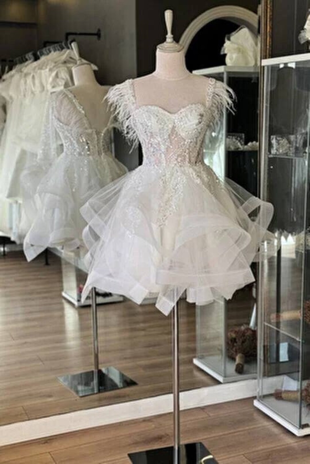 Short Bridal Dress White Mini Wedding Reception Dress Little Bridal ...