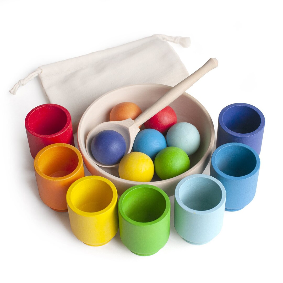 Ulanik Rainbow Balls in Cups Toddler Montessori Toys for 1 Year Old ...