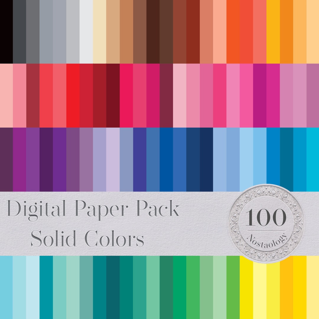 Digital Paper Pack, 100 Solid Colors, Printable Digital Download ...