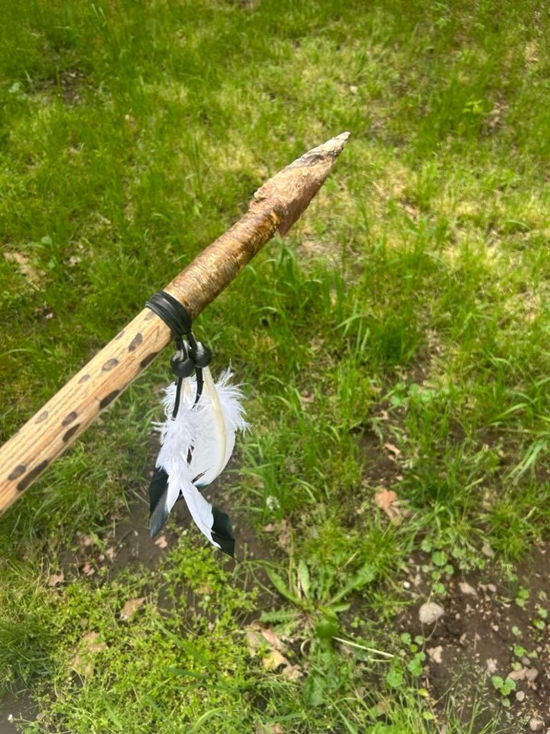 Native American Inspired Hunting Spear - Handmade - 4" Flint Stone ...