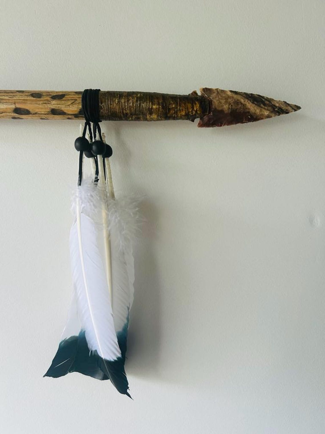 Native American Inspired Hunting Spear - Handmade - 4" Flint Stone ...