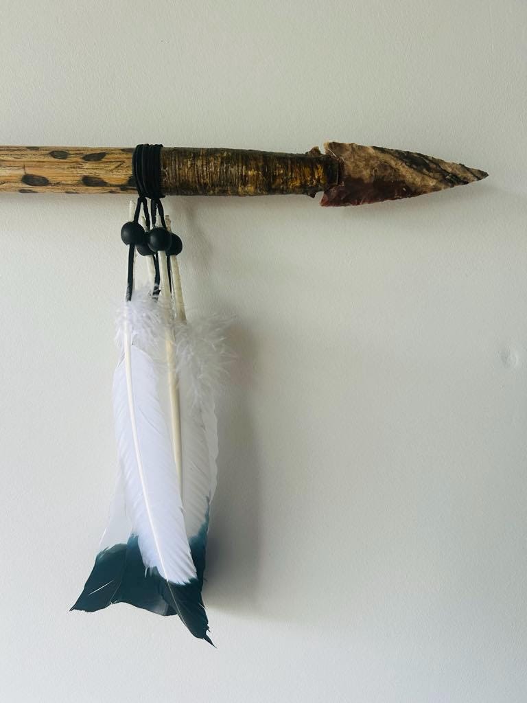 Native American Inspired Hunting Spear - Handmade - 4" Flint Stone ...