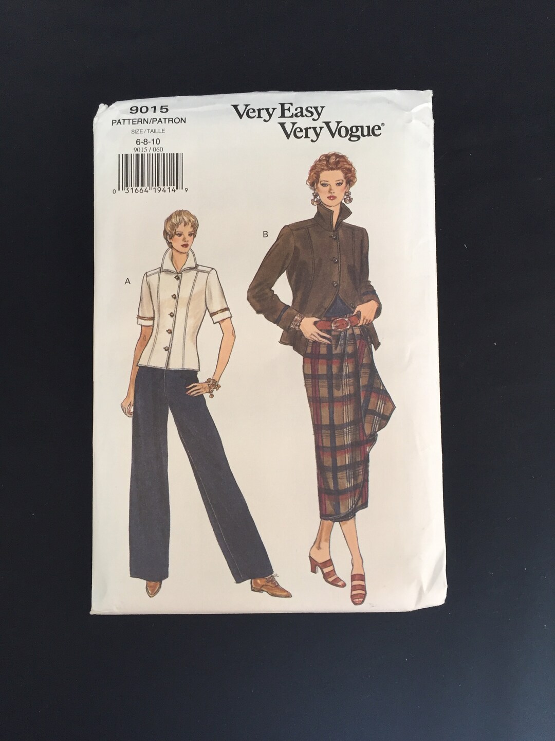UNCUT Very Easy Vogue 1990s Pattern 9015 for Jacket, Pants & Skirt ...