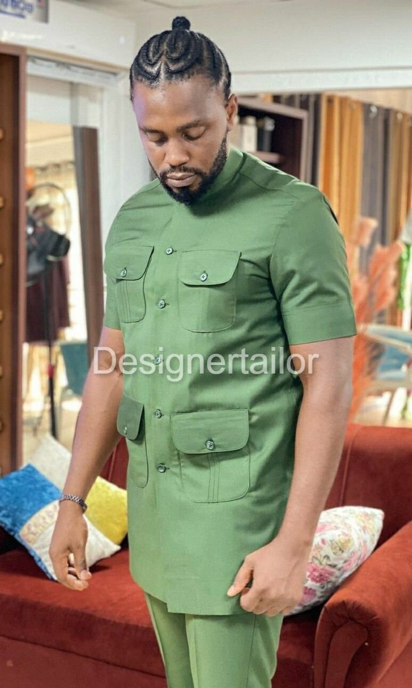 Designertailor Green Safari Suit for Mens Clothing - Etsy