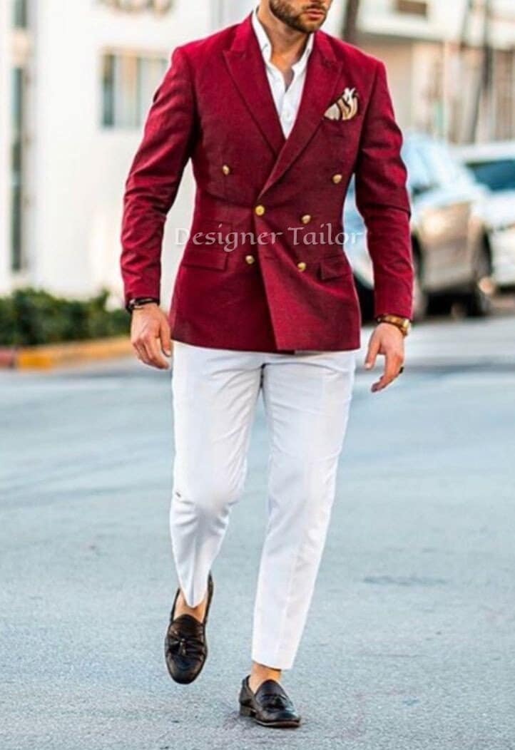 Indian Designer Red Doubled Breasted Blazer Stylish Collections Formal ...