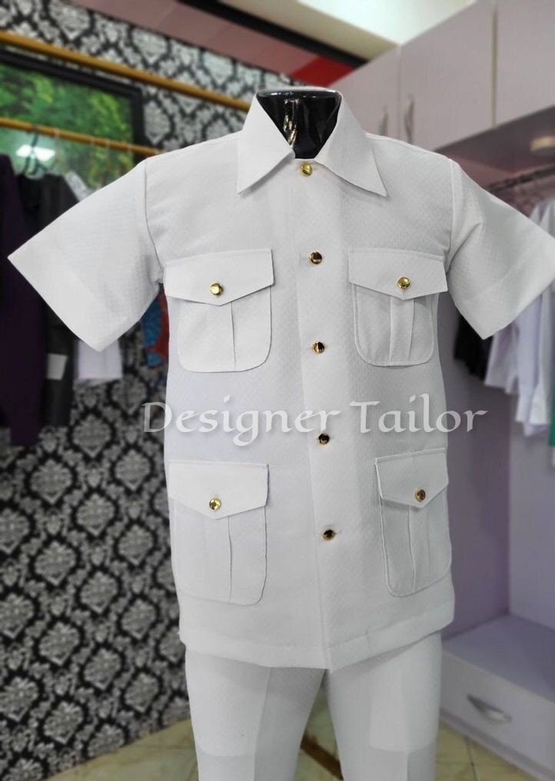 Designertailor Safari Suit for Mens Clothing Traditional Designer White ...