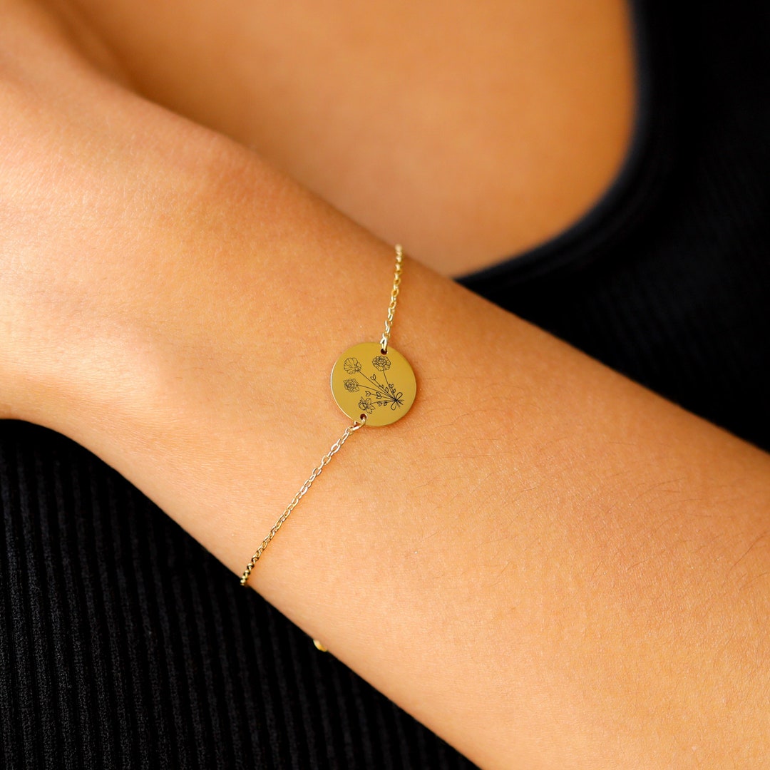 Flower Bracelet Personalized Jewelry Gift for Family - Birth Month ...