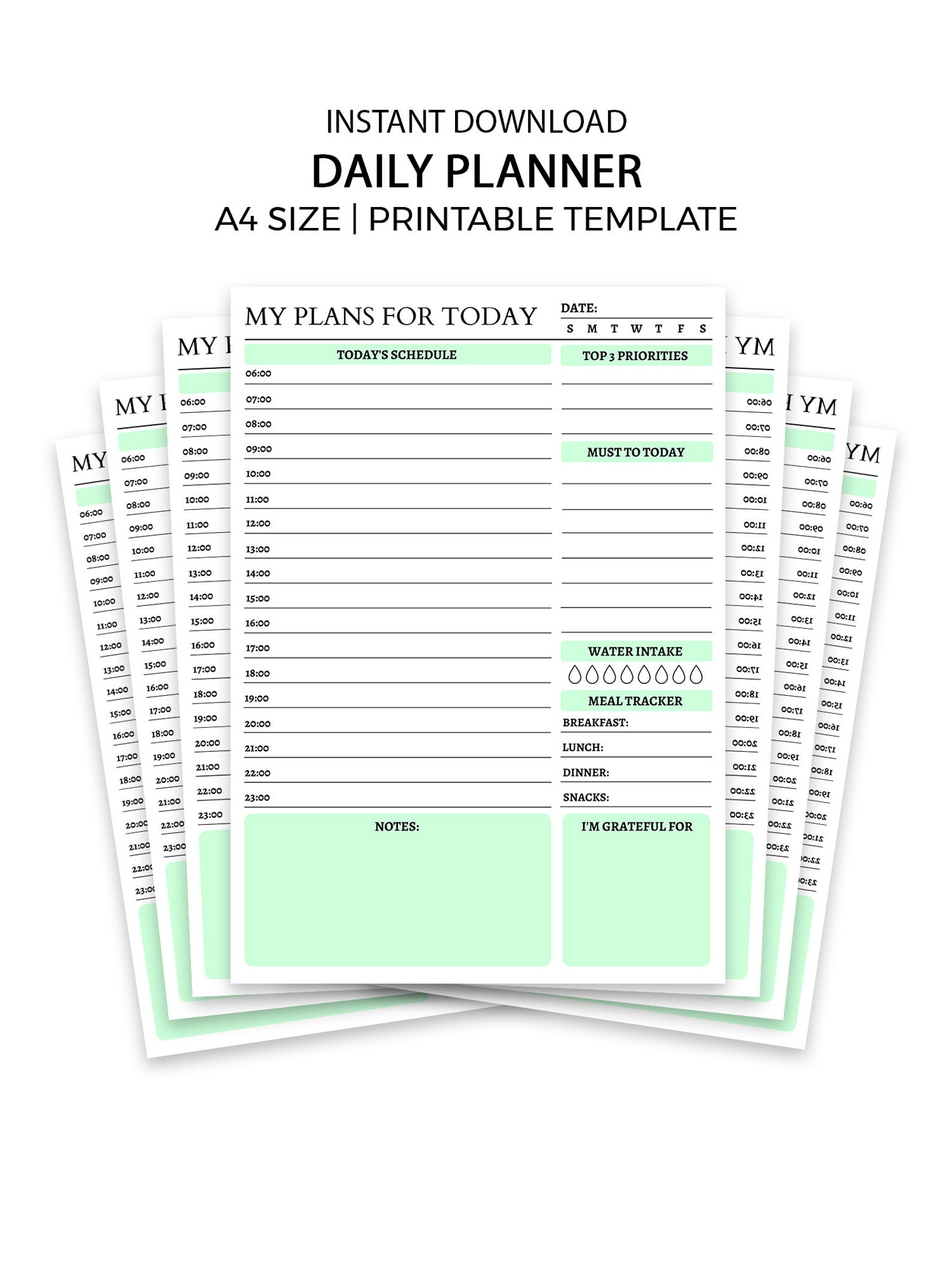Printable Daily Planner, Printable Daily Planner Sheet, PDF Printable ...